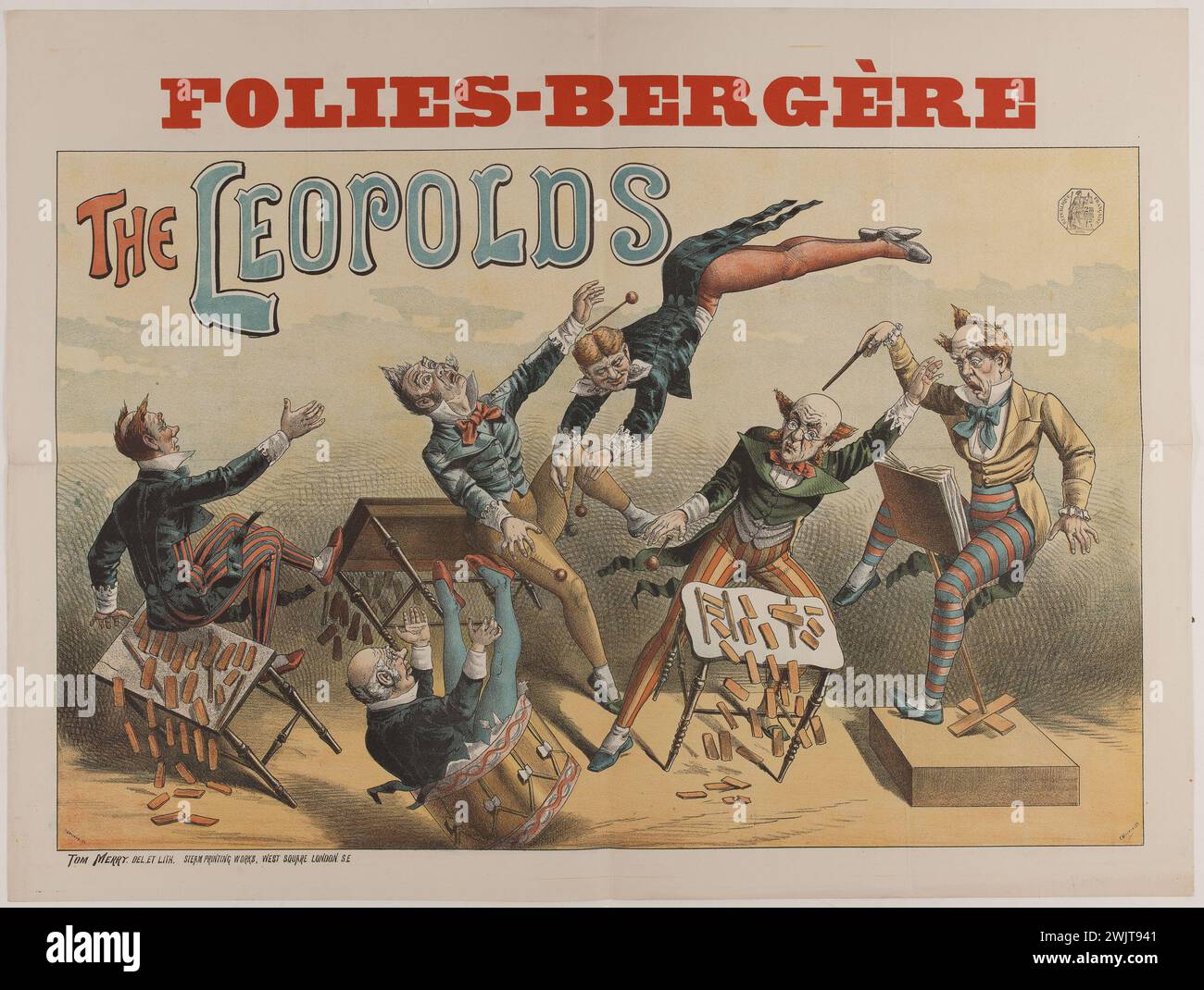 MERRY TOM. Poster for the "The Leopolds" show at the Folies-Bergère ...
