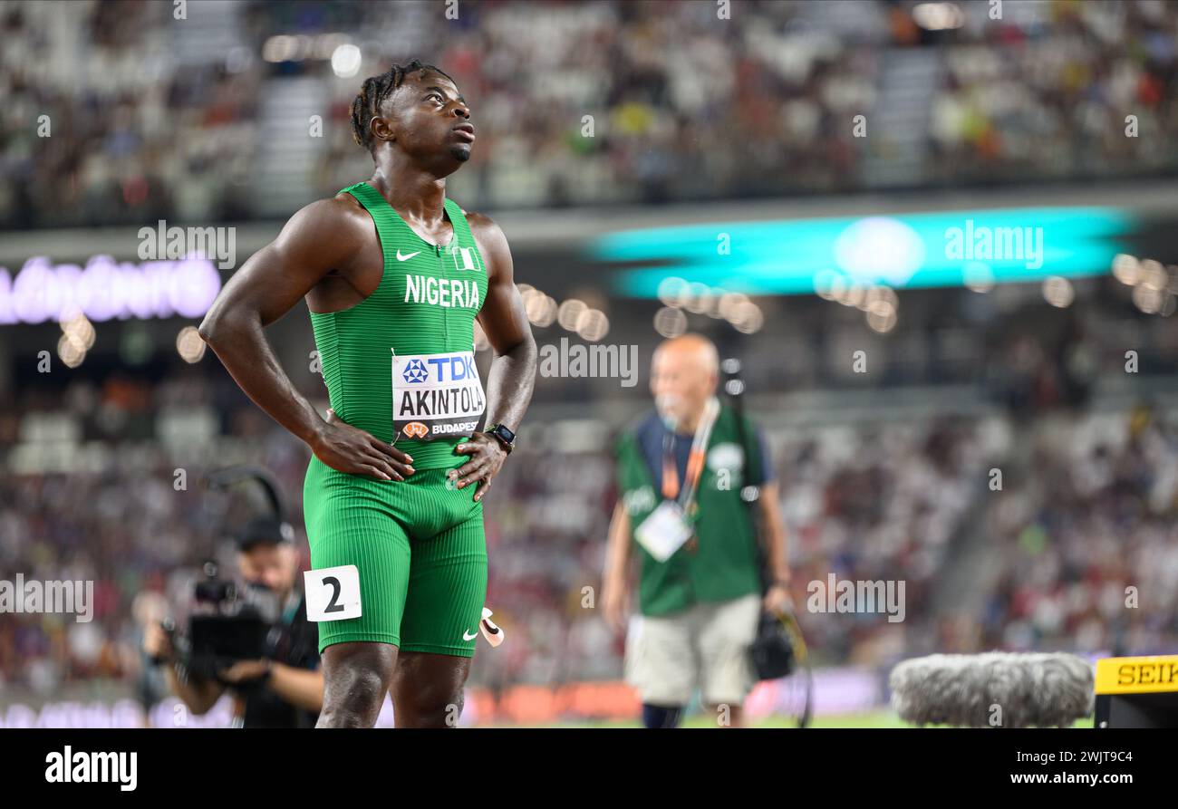 Alaba Olukunle AKINTOLA participating in the 200 meters hurdles at the ...