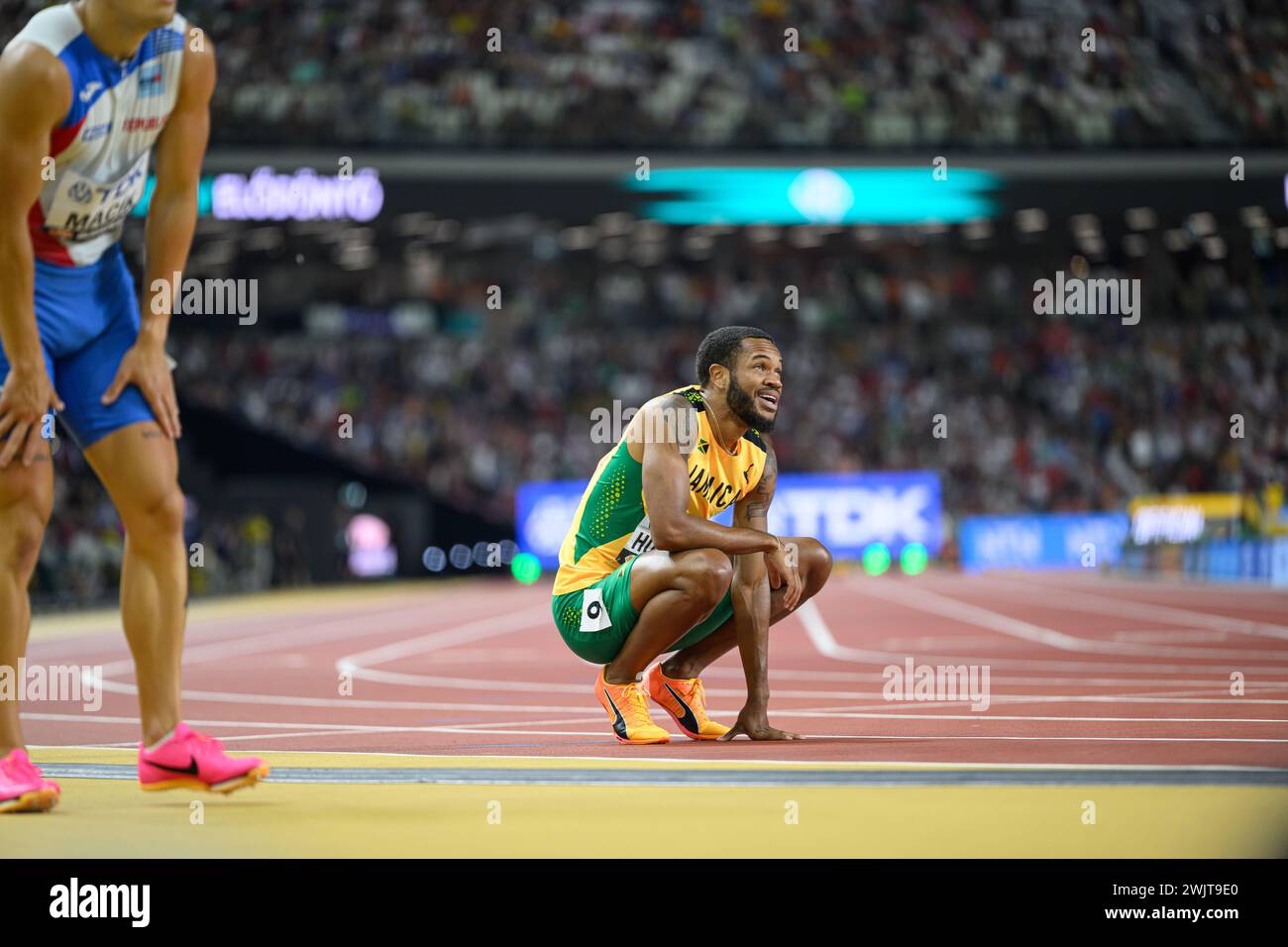 Andrew HUDSON participating in the 200 meters hurdles at the World ...