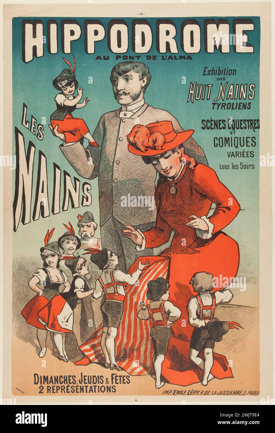 Alfred Choubrac (1853-1902). "Hippodrome, Dwarfs (blue mod ...