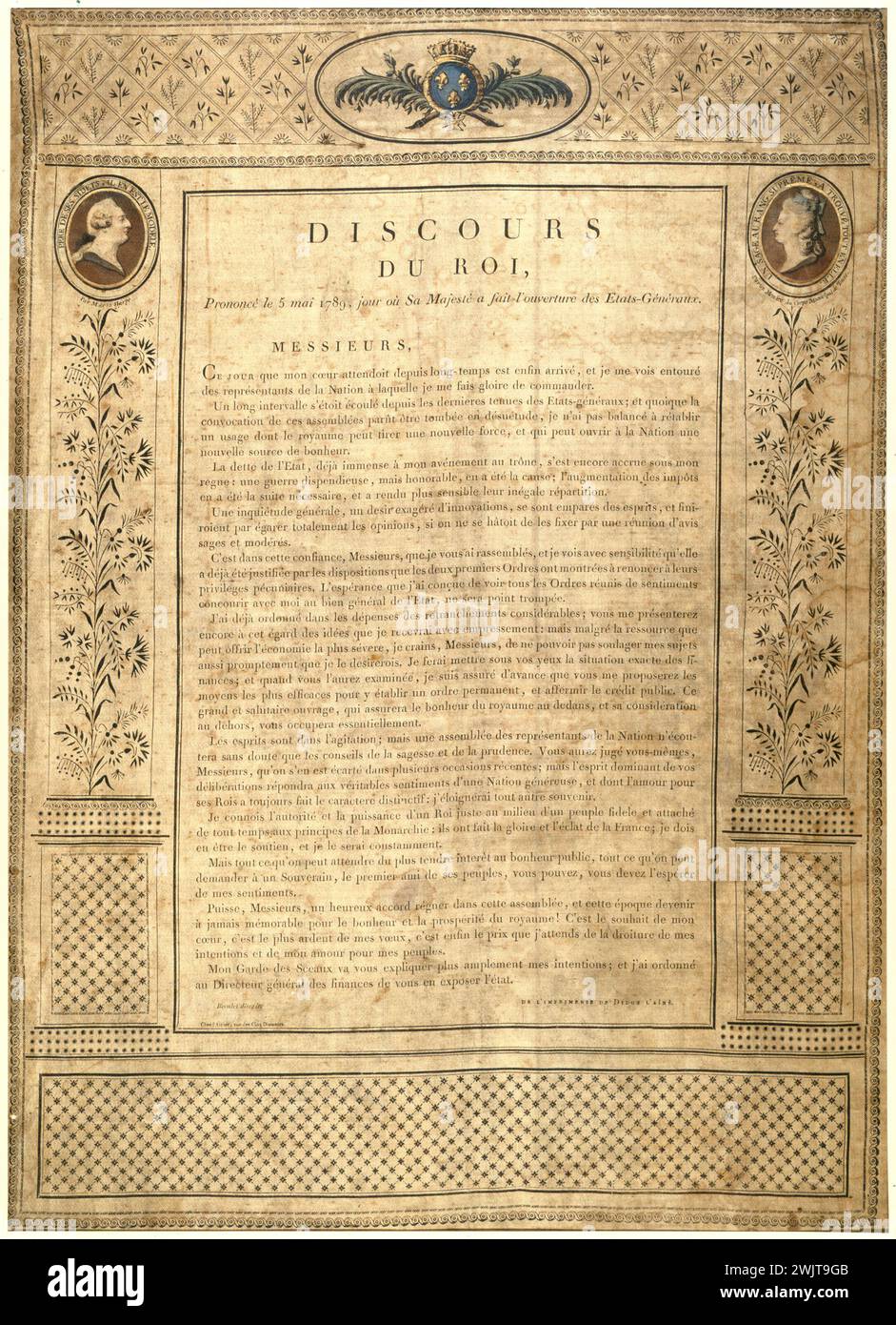Didot the elder. "Speech by the King, delivered on May 5, 1789, day ...