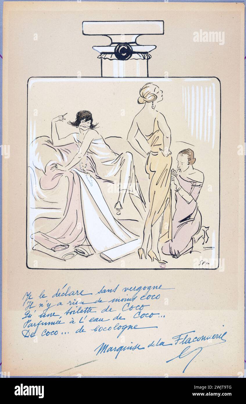 SEM (1863-1934). Album "Le Nouveau Monde". Plate relating to Parisian ...