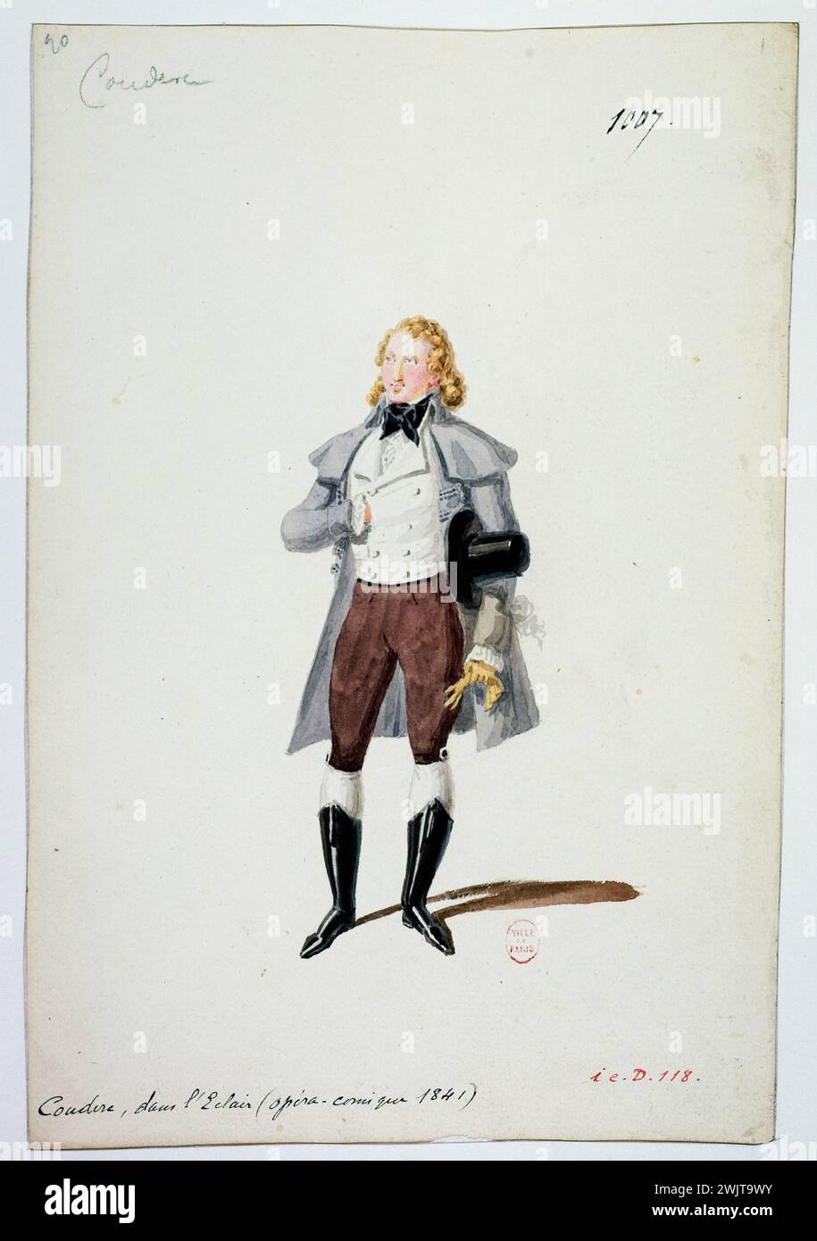 BODIN. "Portrait of the actor Couderc in" L'Eclair "(Opéra Comique 1841 ...