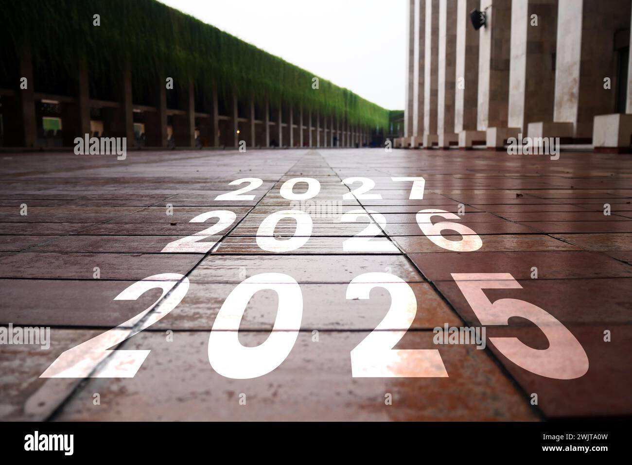 New year 2025 or straight forward concept. The text 2025 to 2027 is ...