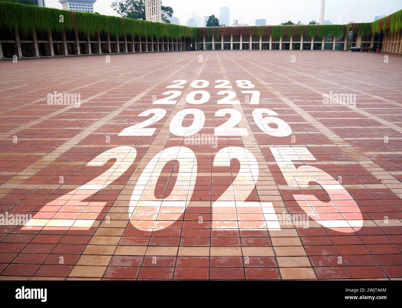 New year 2025 or straight forward concept. The text 2025 to 2027 is ...