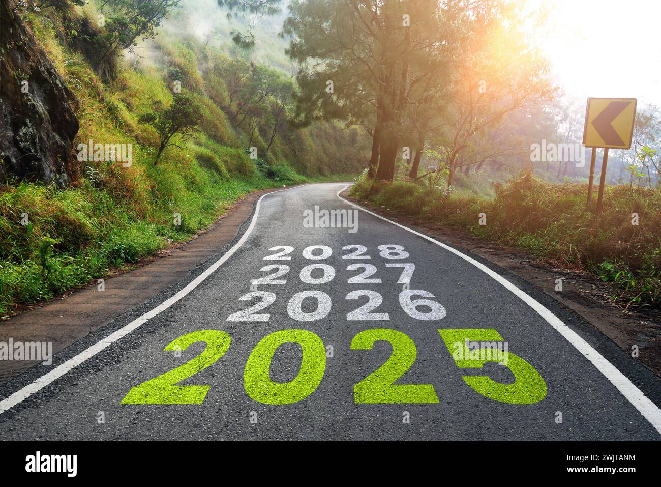 New year 2025 or straight forward concept. The text 2025 to 2027 is ...