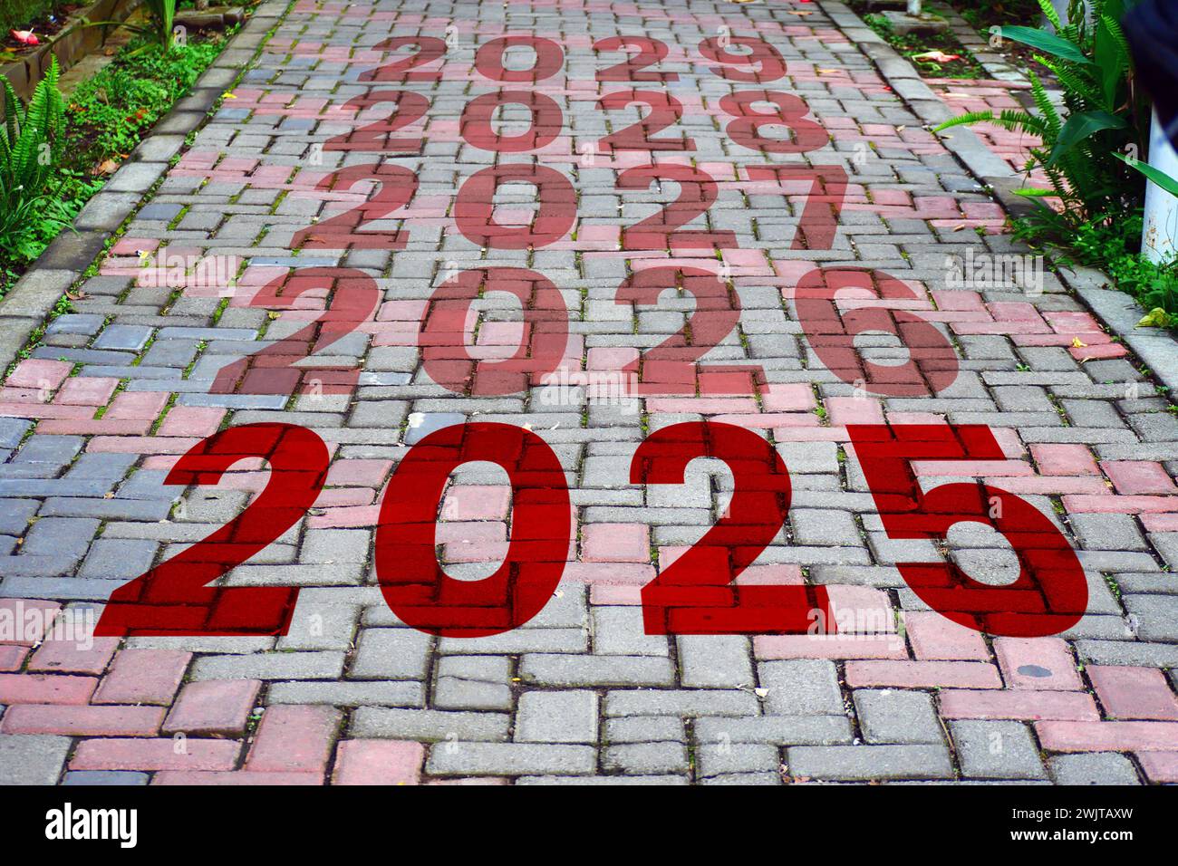 New year 2025 or straight forward concept. The text 2025 to 2027 is ...