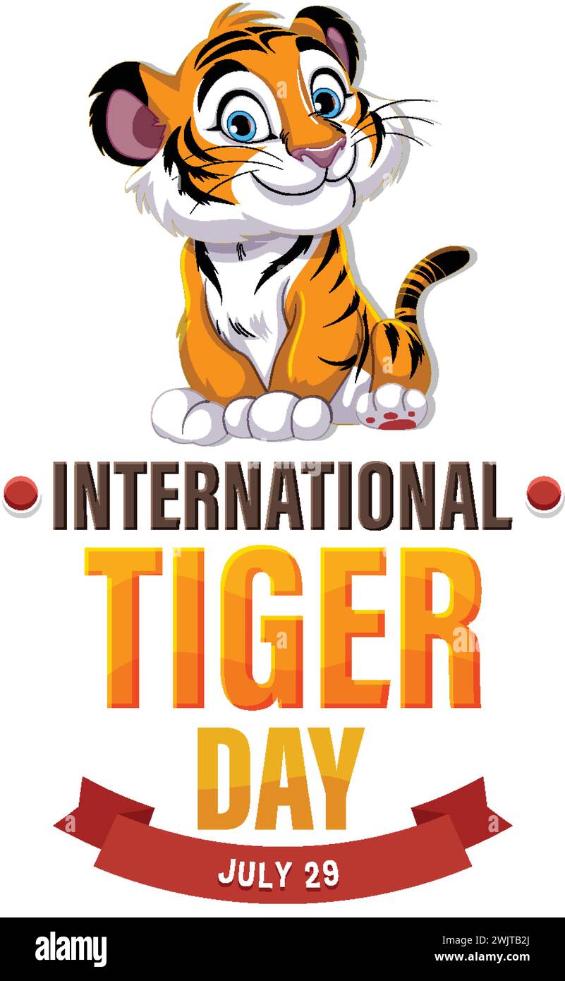 Cute tiger cartoon promoting wildlife conservation event Stock Vector ...