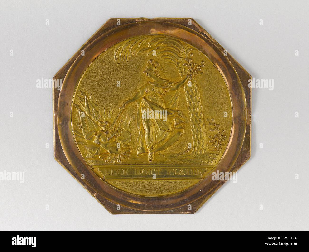 Benjamin Duvivier (1730-1819). "Minerve, 1797". Golden copper repelled ...