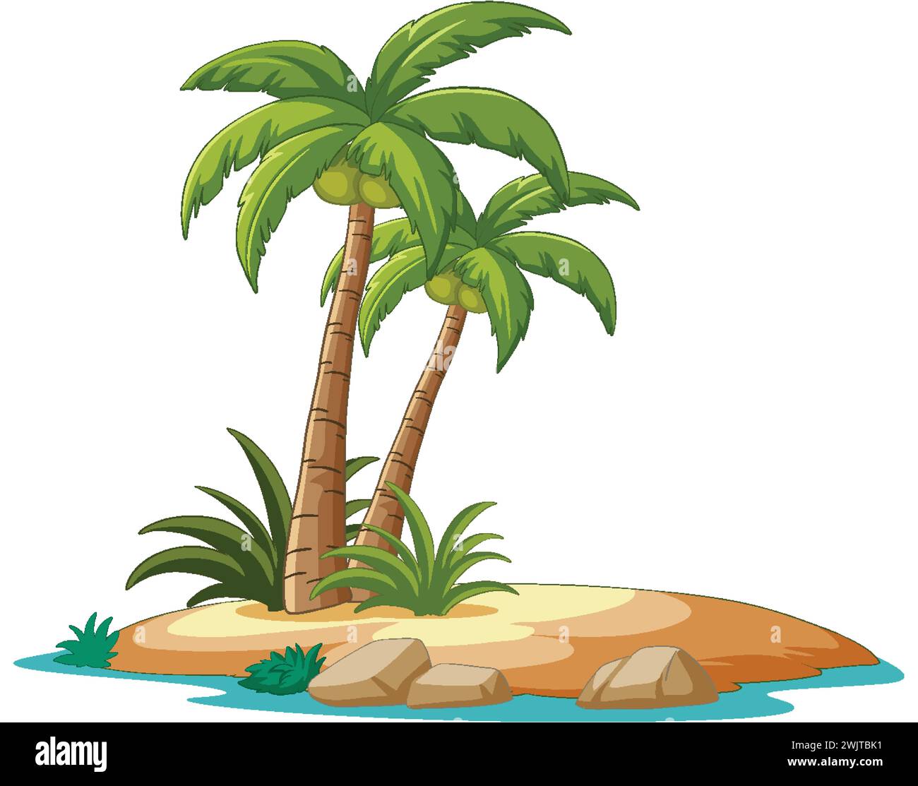Cartoon of a small island with palm trees Stock Vector Image & Art - Alamy