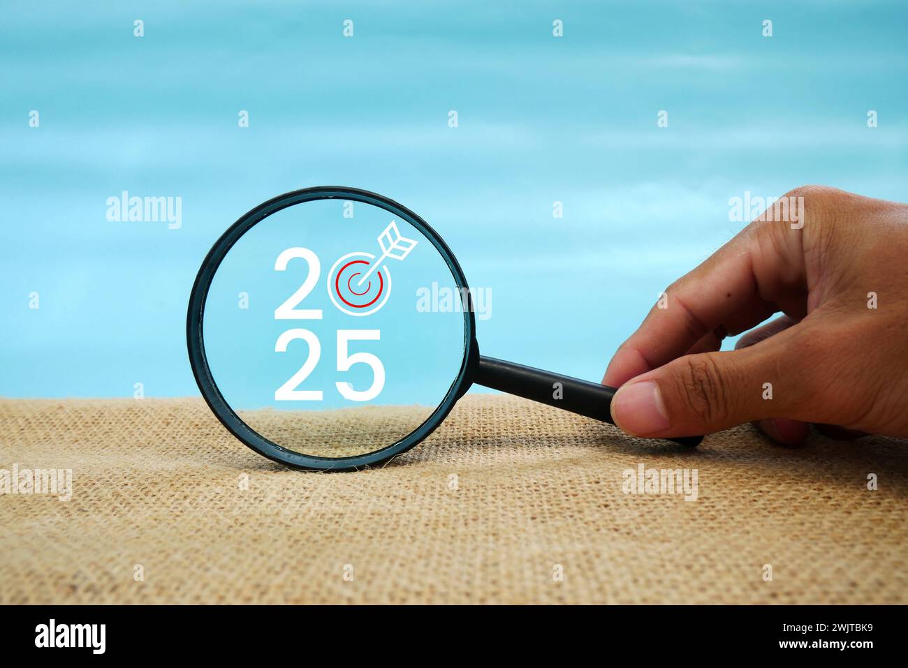 Magnifying glass and targets 2025. Concept of new year 2025, beginning ...