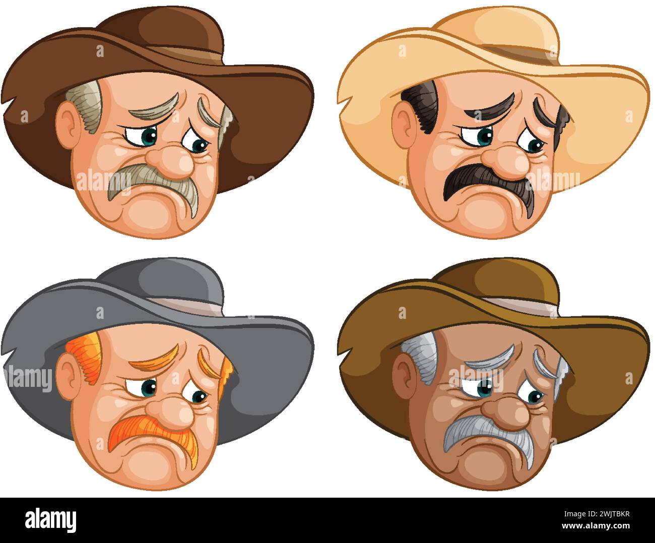 Four expressions of a cartoon cowboy character Stock Vector Image & Art ...