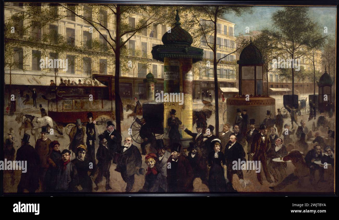 André Gill (Louis-Alexandre Gosset de Guines Dit, 1840-1885). Sketch for a panorama of boulevard ...