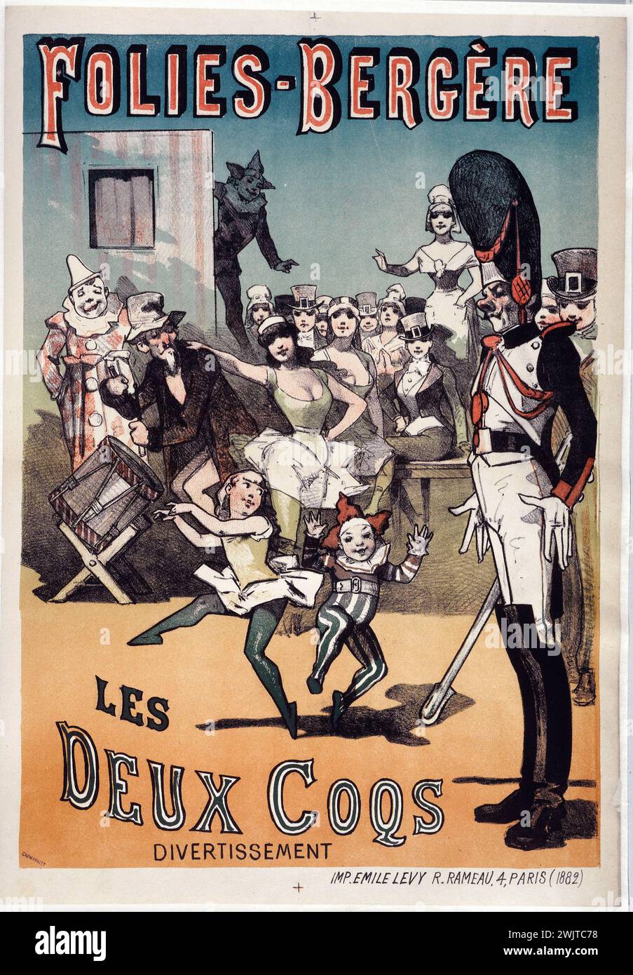 Charles Lévy. Poster, Parisian cabaret, clown, entertainment, folies ...