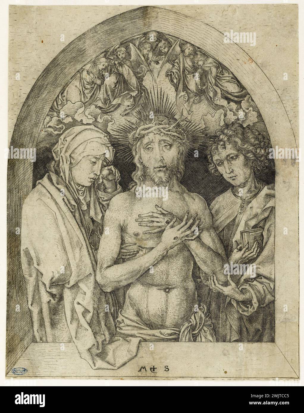 Martin Schonguer (around 1450-1495). The man of pain between the Virgin ...