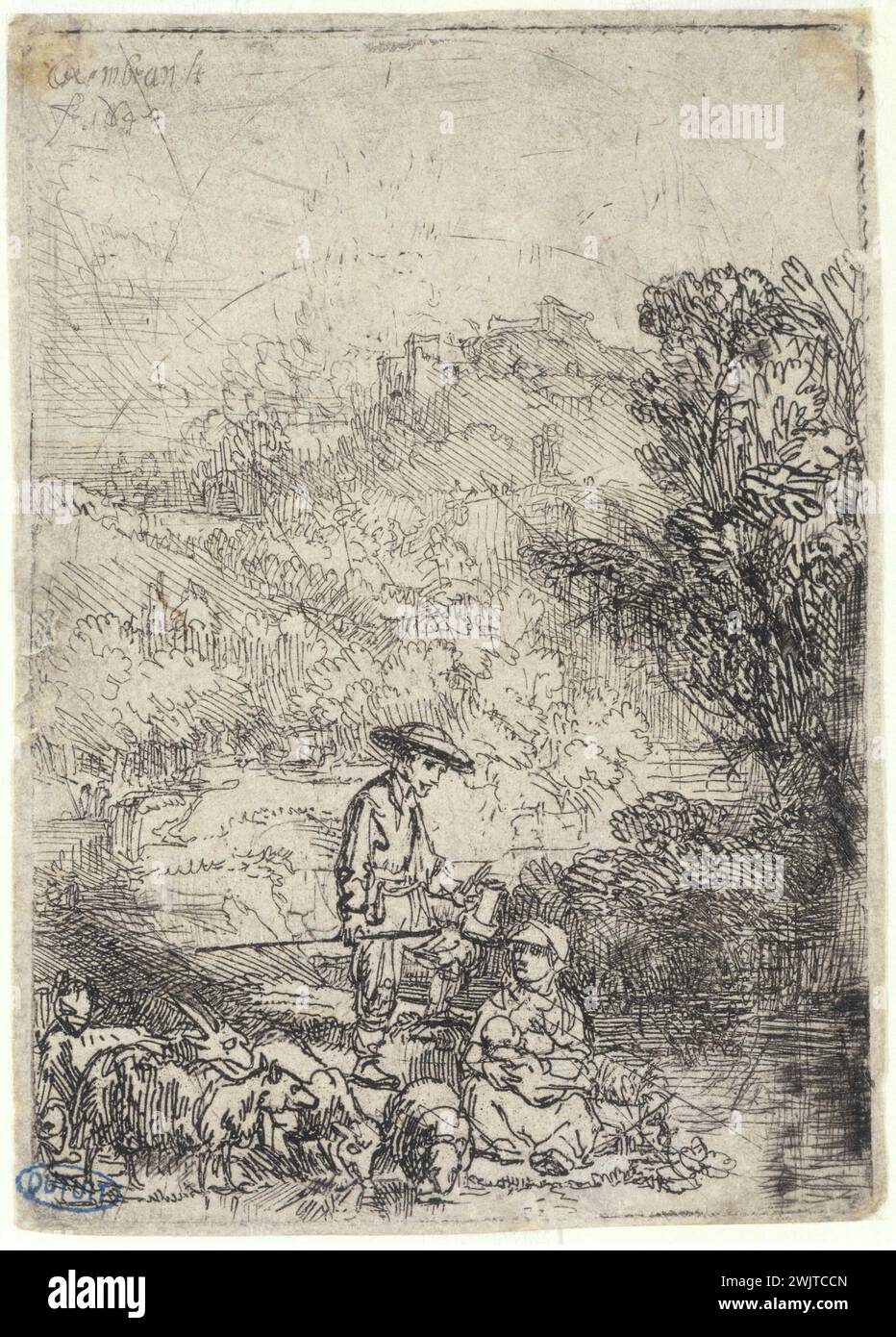 Harmensz van Rijn Rembrandt (1606-1669). "Le Berger and his family" (B ...