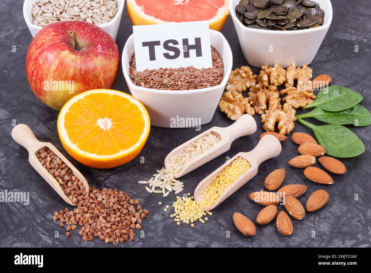 Inscription TSH with nutritious products and ingredients containing ...