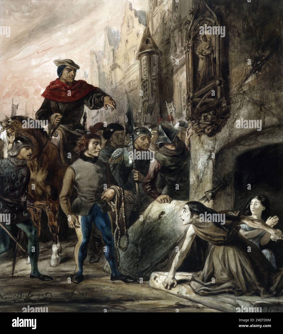Louis Boulanger (1806-1867). "Notre -Dame de Paris - soldiers and ...