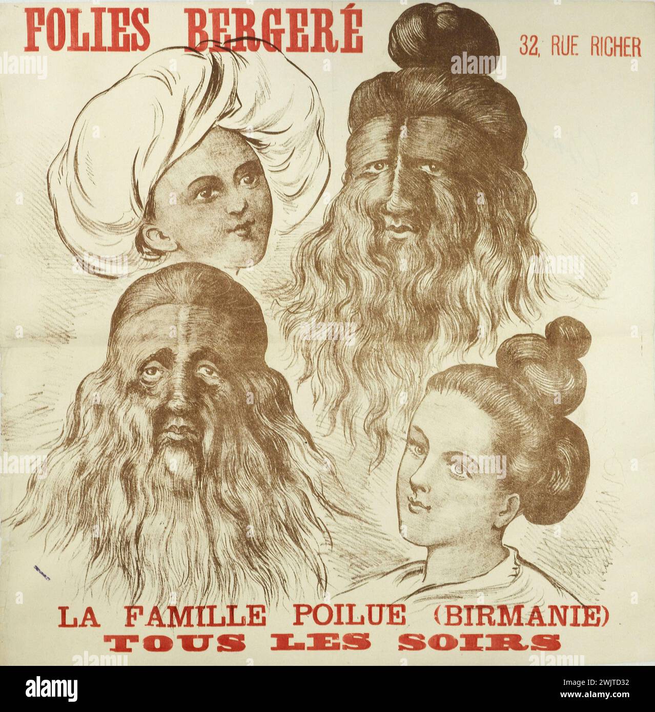 Folies-Bergère, the hairy family (Burma). Poster. Color lithography ...