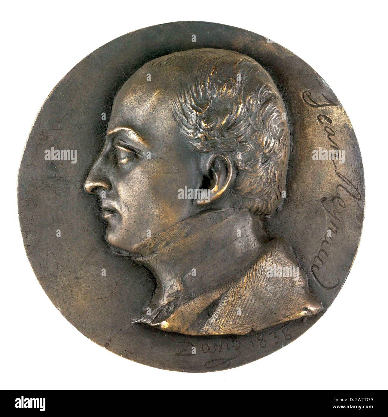 David d'Angers (1788-1856). Portrait of Jean Reynaud (1806-1863), philosopher. Bronze. Sand cast ...