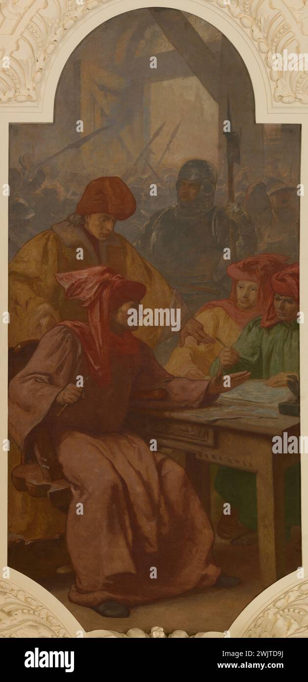 Fernand Cormmon (1854-1924). "Etienne Marcel and the aldermen write the ...