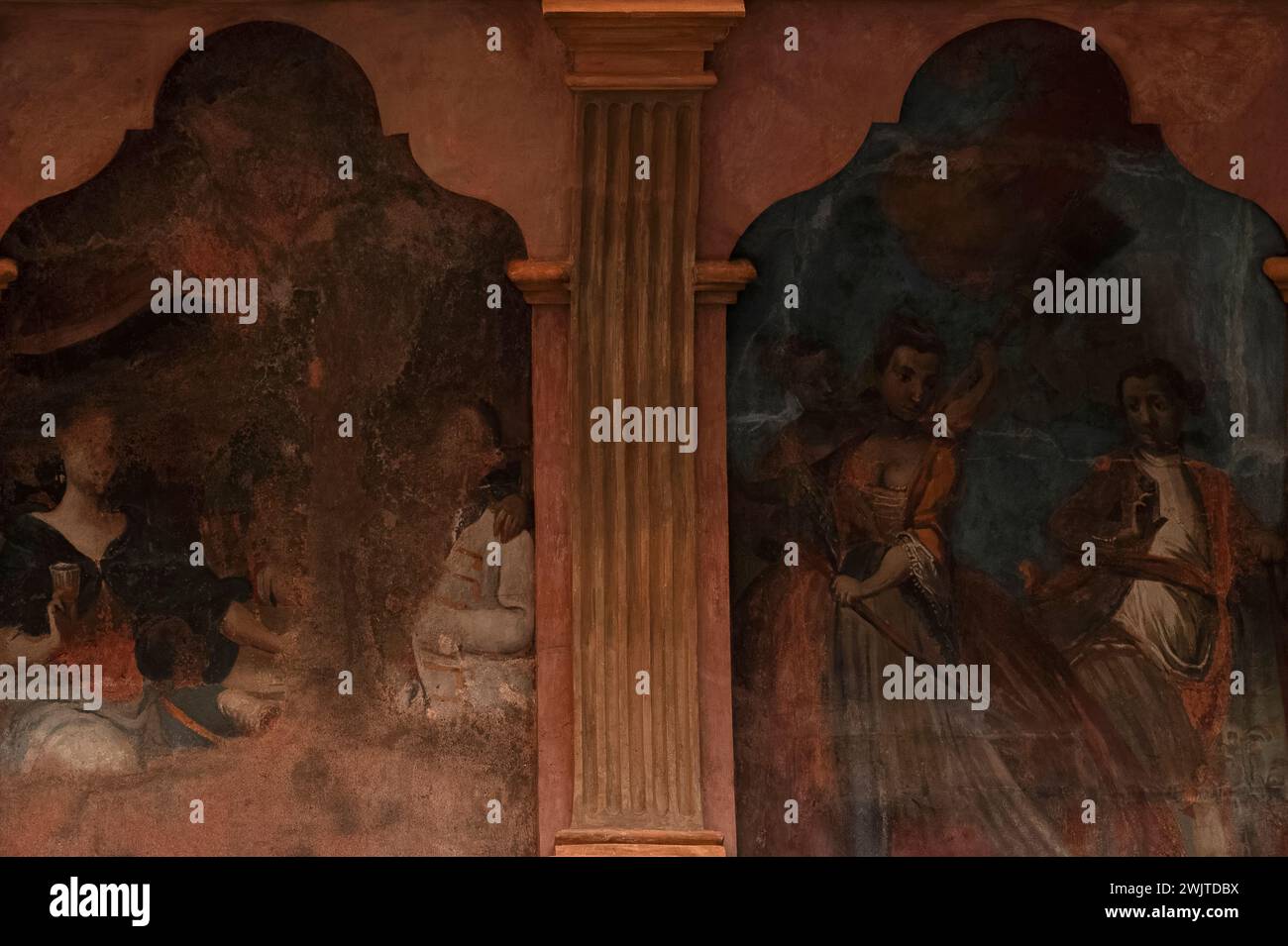 Two of several scenes representing the Parable of the Prodigal Son who ...