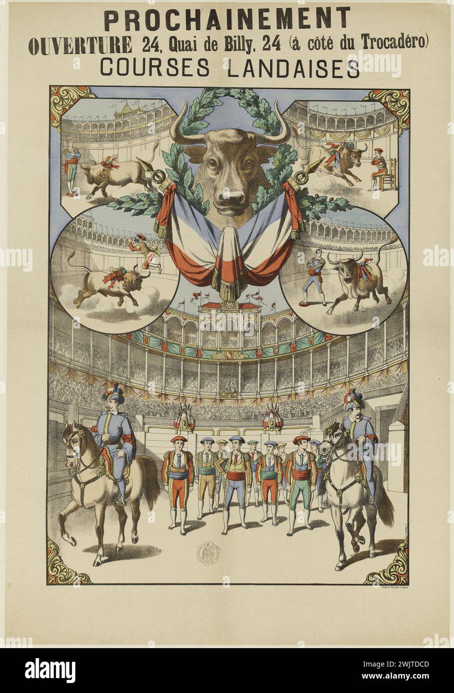 J. Pachen. "24, Quai de Billy, Landes races". Lithography. 1880-1900 ...