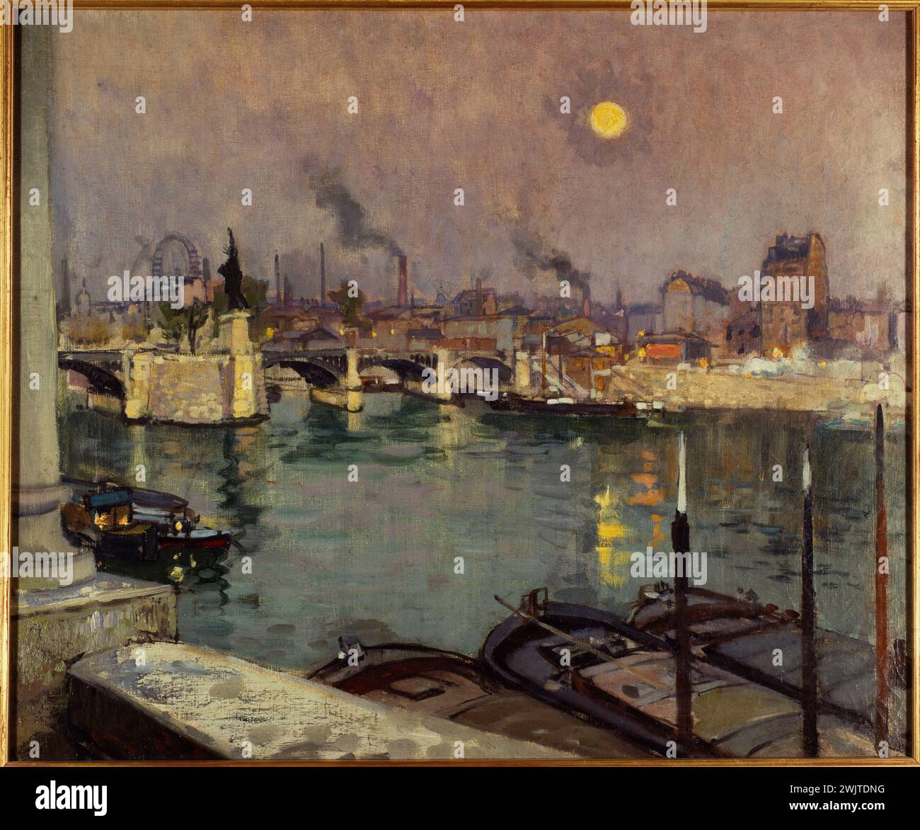 Alexandre Nozal (1852-1929). "The Grenelle bridge, seen from the artist ...