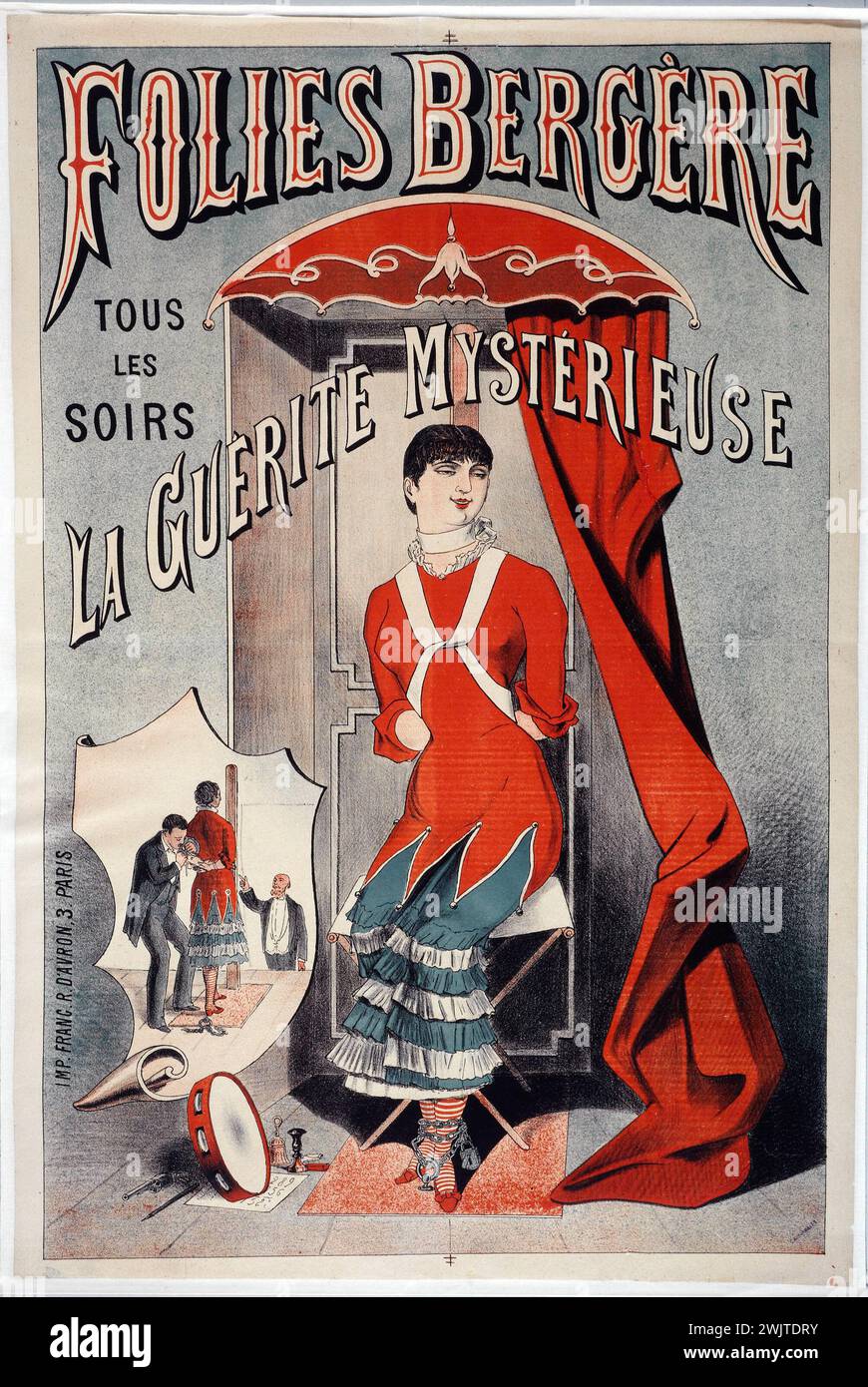 Printing franc. Folies-Bergère, mysterious cure. Poster. Color ...