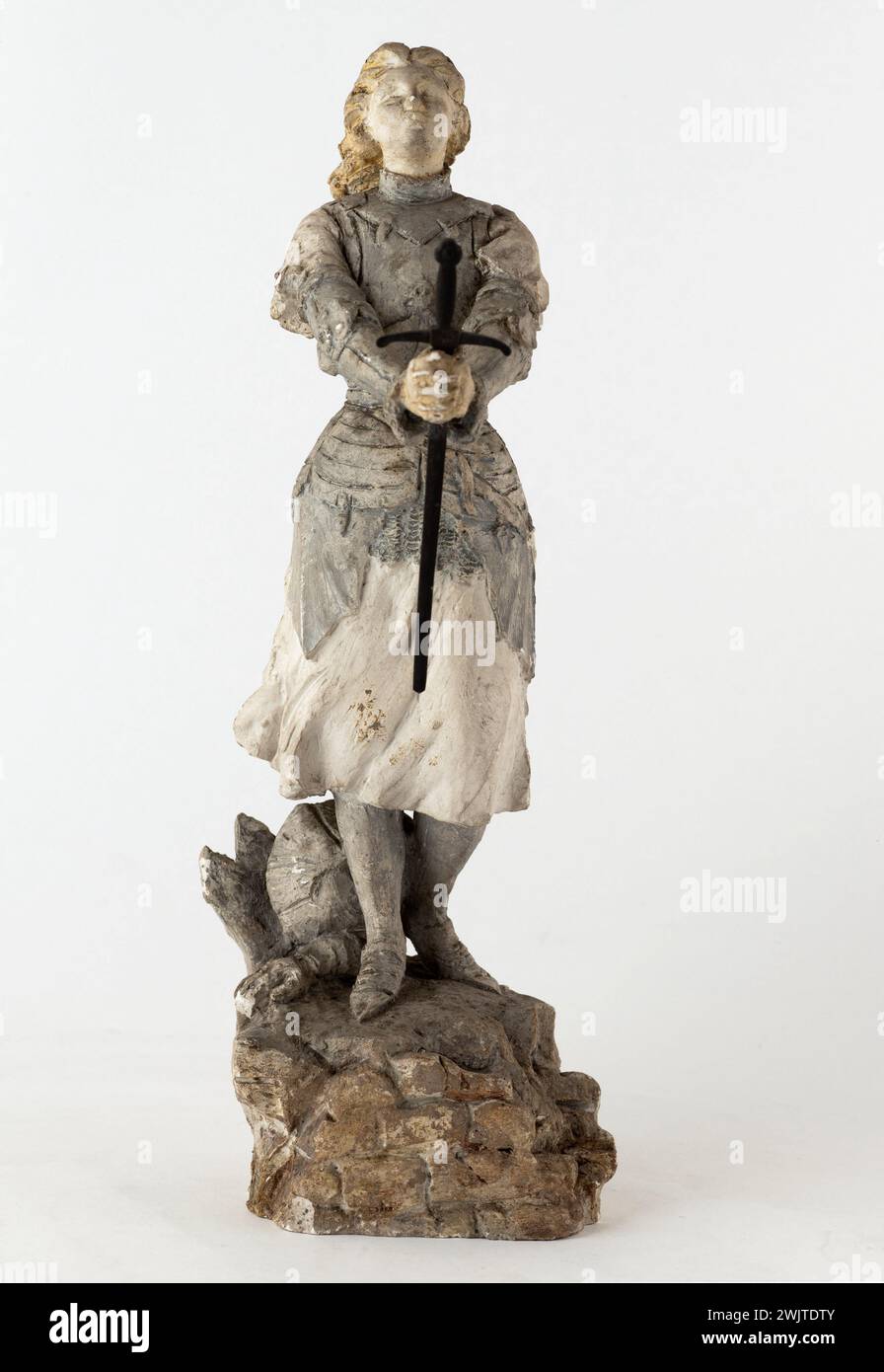 Henri Allouard (1844-1929). Joan of Arc (1412-1431). Polychrome plaster ...