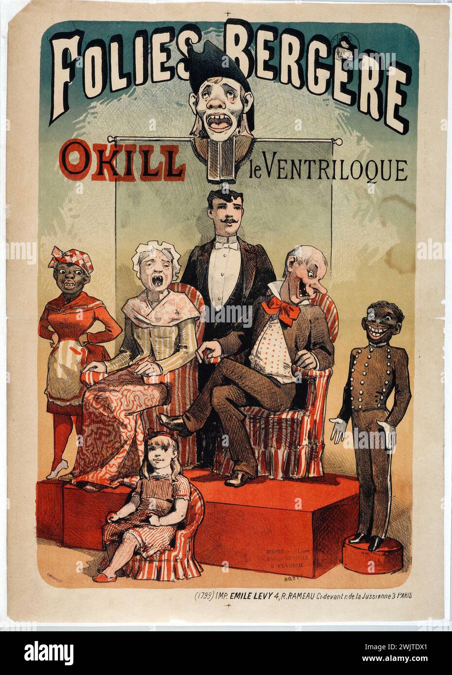 Emile Levy. Folies-Bergère, okill the ventriloquist. Poster. Color ...