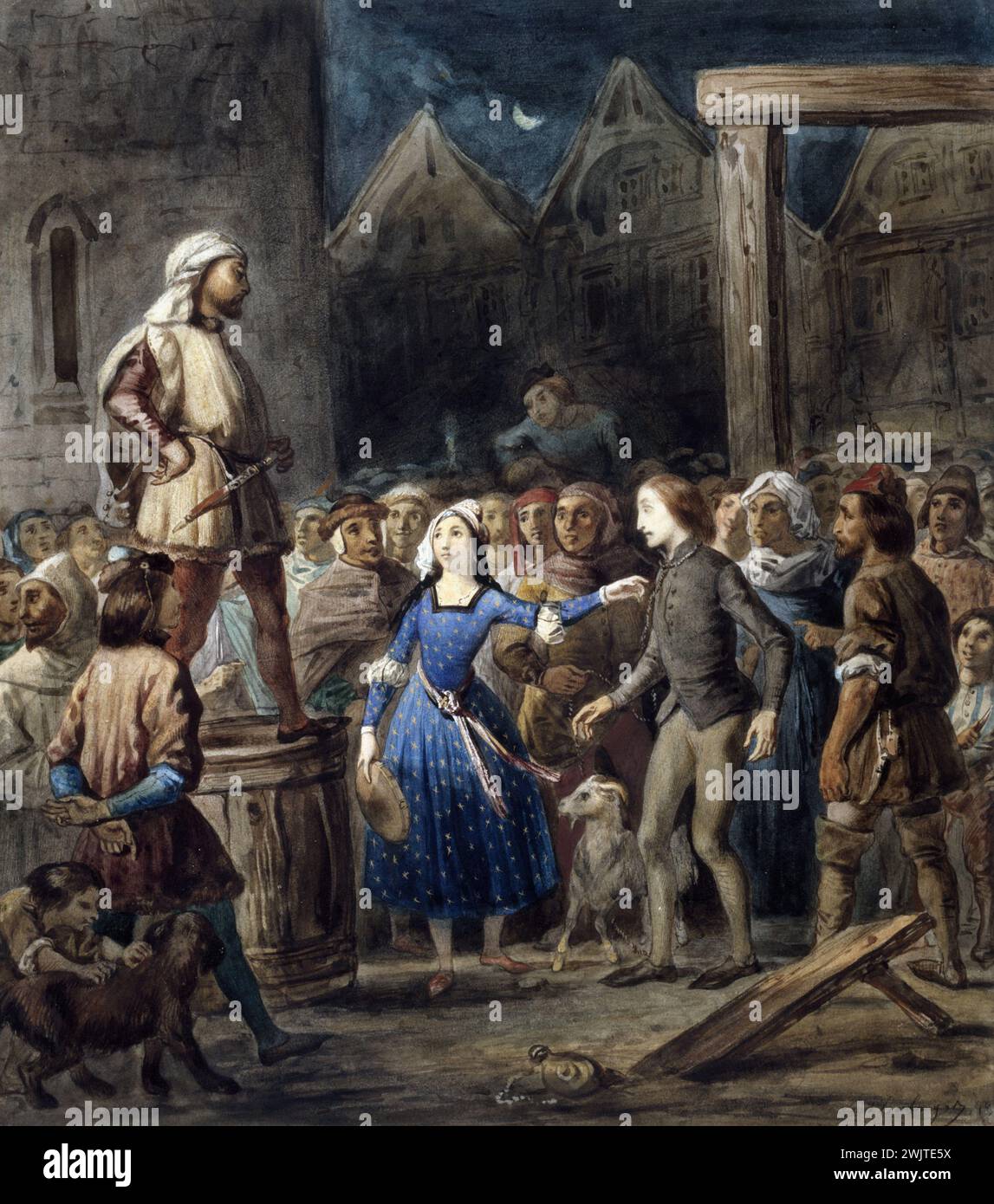 Louis Boulanger (1806-1867). "Notre -Dame de Paris - Esmeralda, place ...