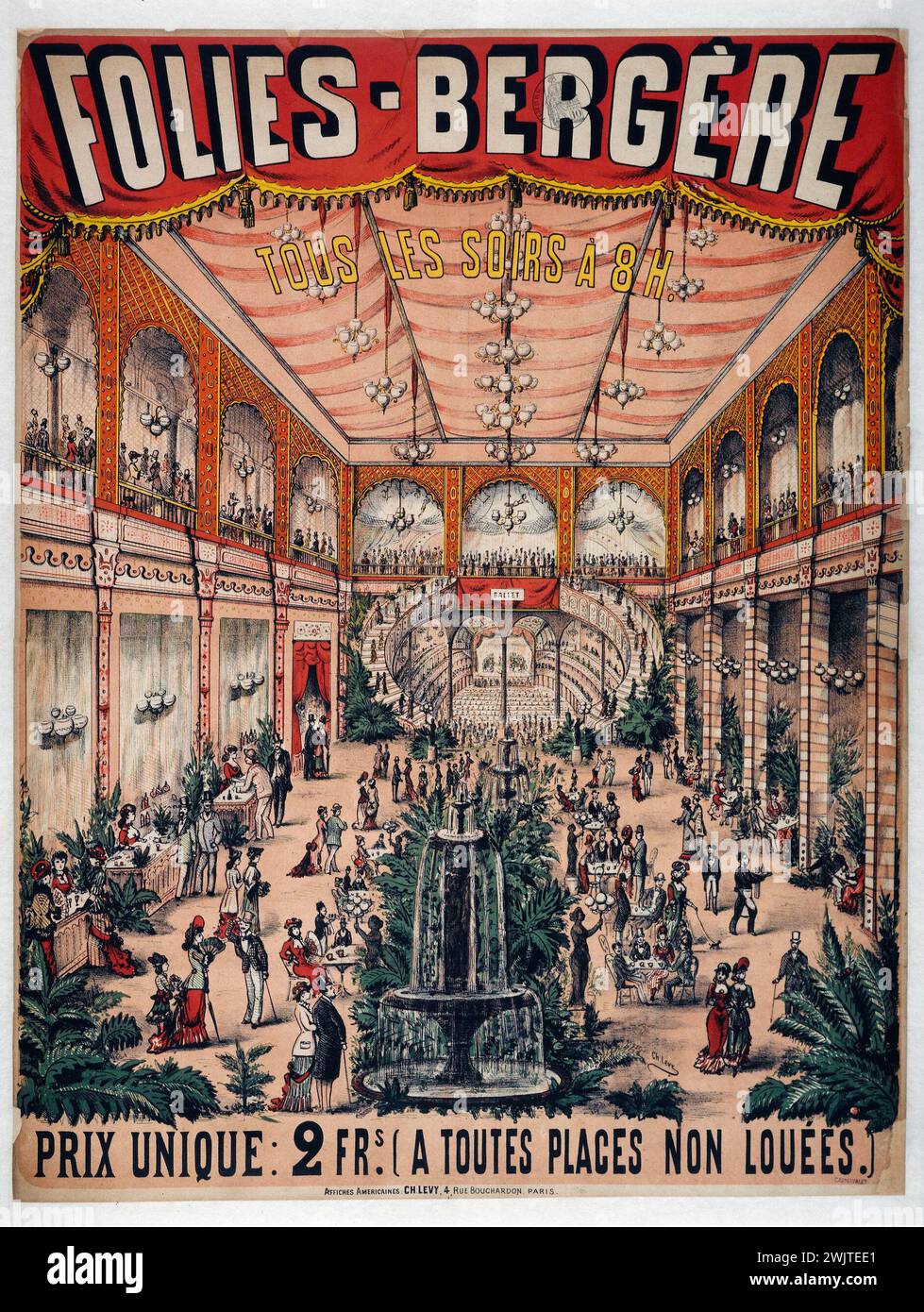 Charles Lévy. Folies-Bergère, every evening. Poster. Color lithography ...