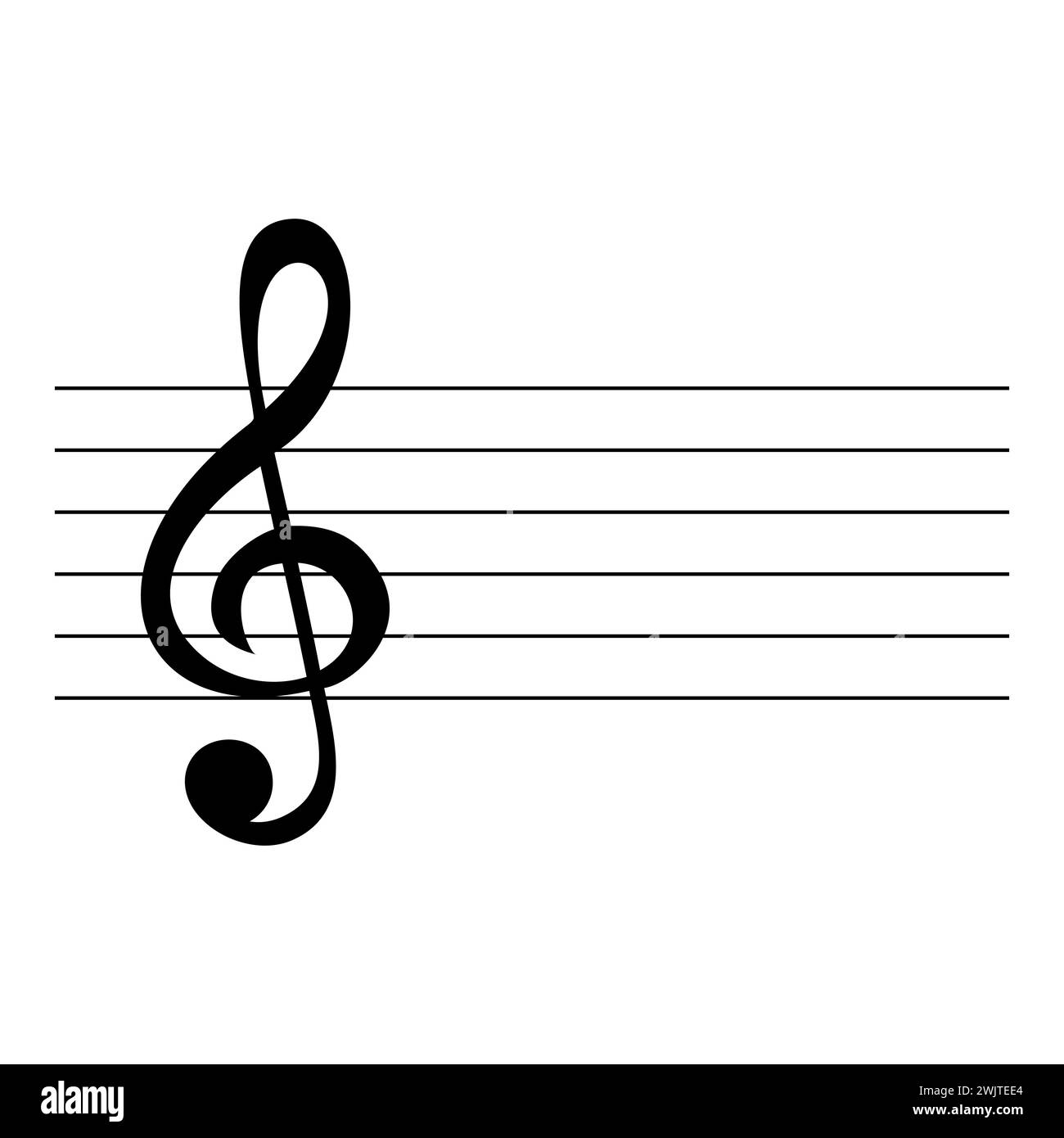 Treble clef on sheet of paper. Music treble clef icon. Violin key icon ...