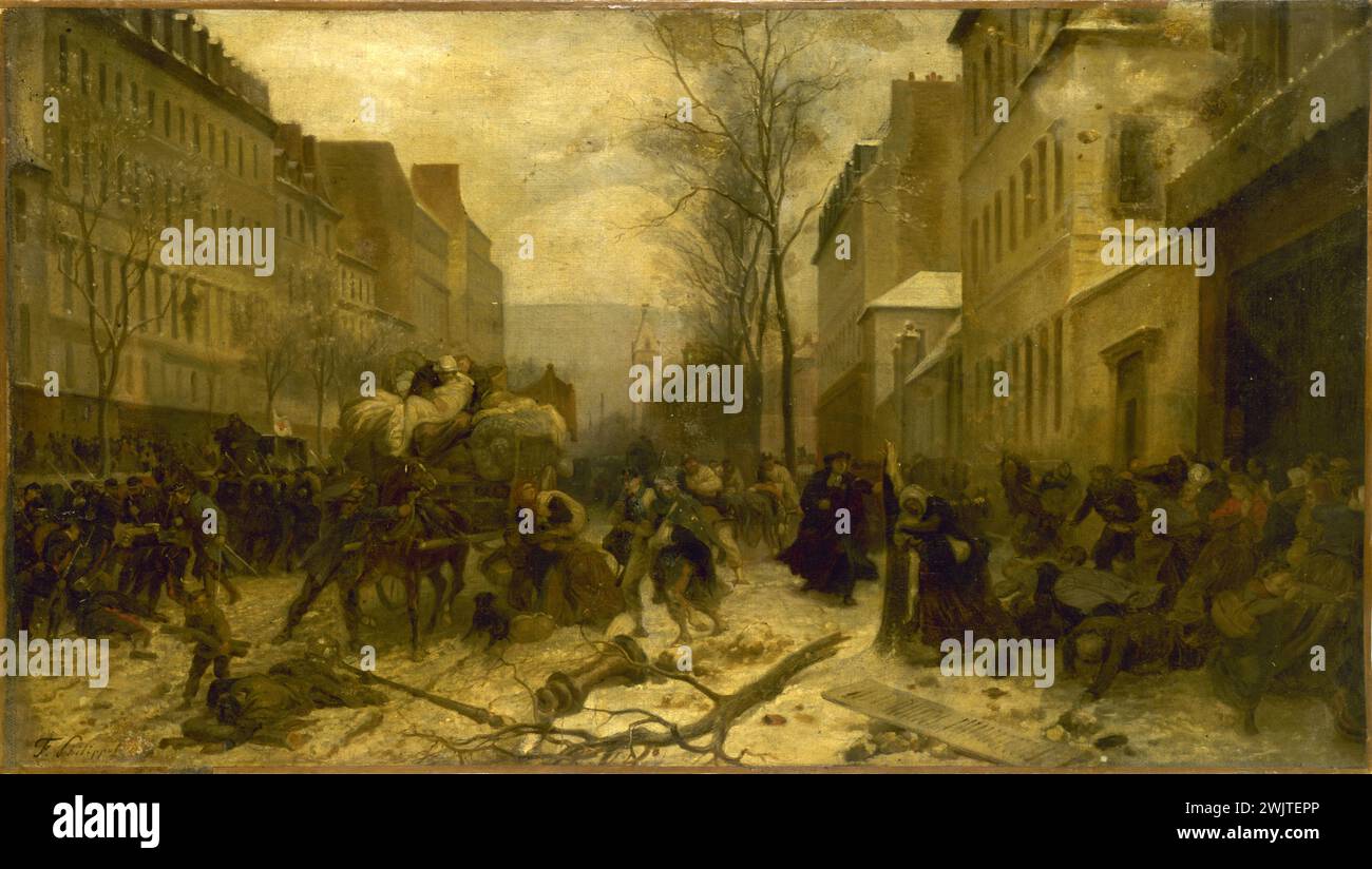 Félix Philippoteaux (1815-1884). "Bombing scenes in Paris by the ...