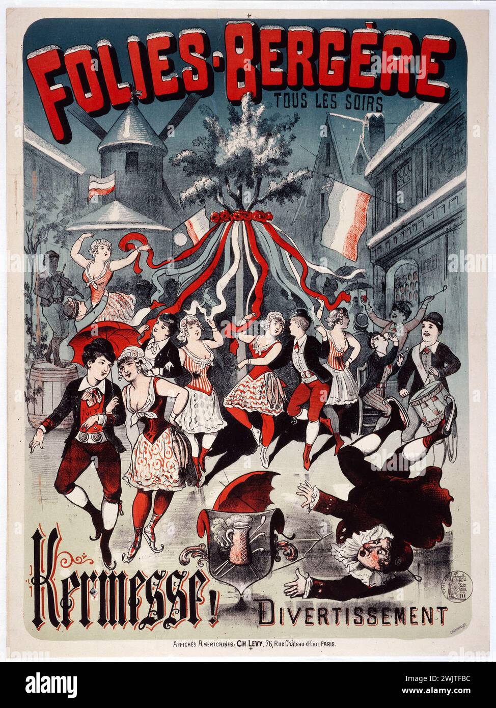 Charles Lévy. Folies-Bergère, Kermesse!. Poster. Color lithography ...