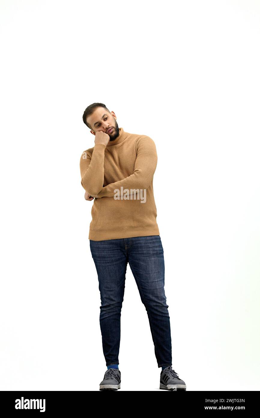 A man, full-length, on a white background, is bored Stock Photo - Alamy
