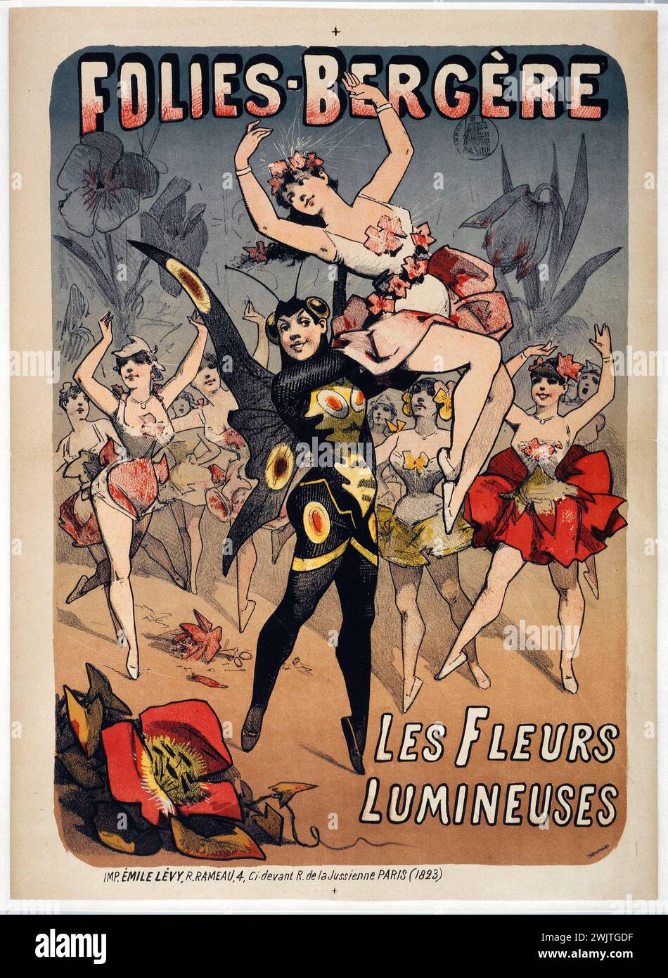 Imprimerie A. Call. Folies-Bergère, the bright flowers. Poster. Color ...