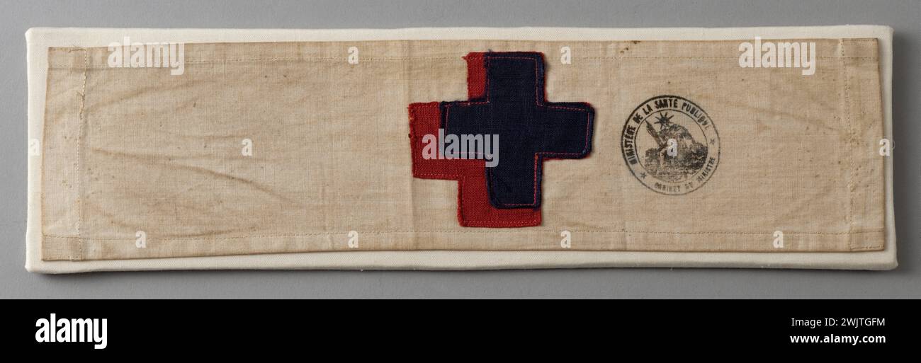 War 1939-1945. Brassard of the Red Cross with stamp from the Ministry ...