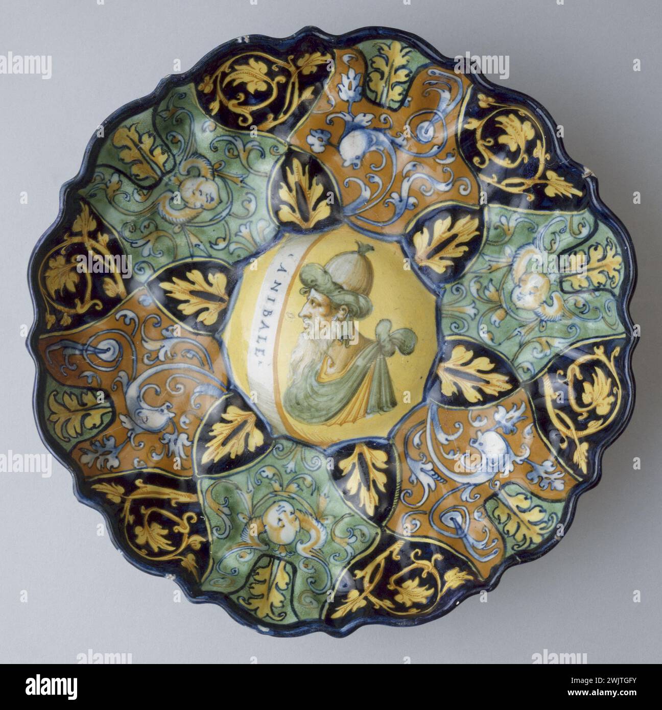 Anibal cup, Italian majolica of Faenza, between 1540 and 1550 (face ...