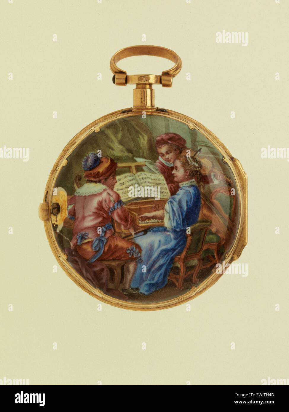 Jean Romilly (1714-1796). Gold and enamel watch: "Harmonie", Paris era ...