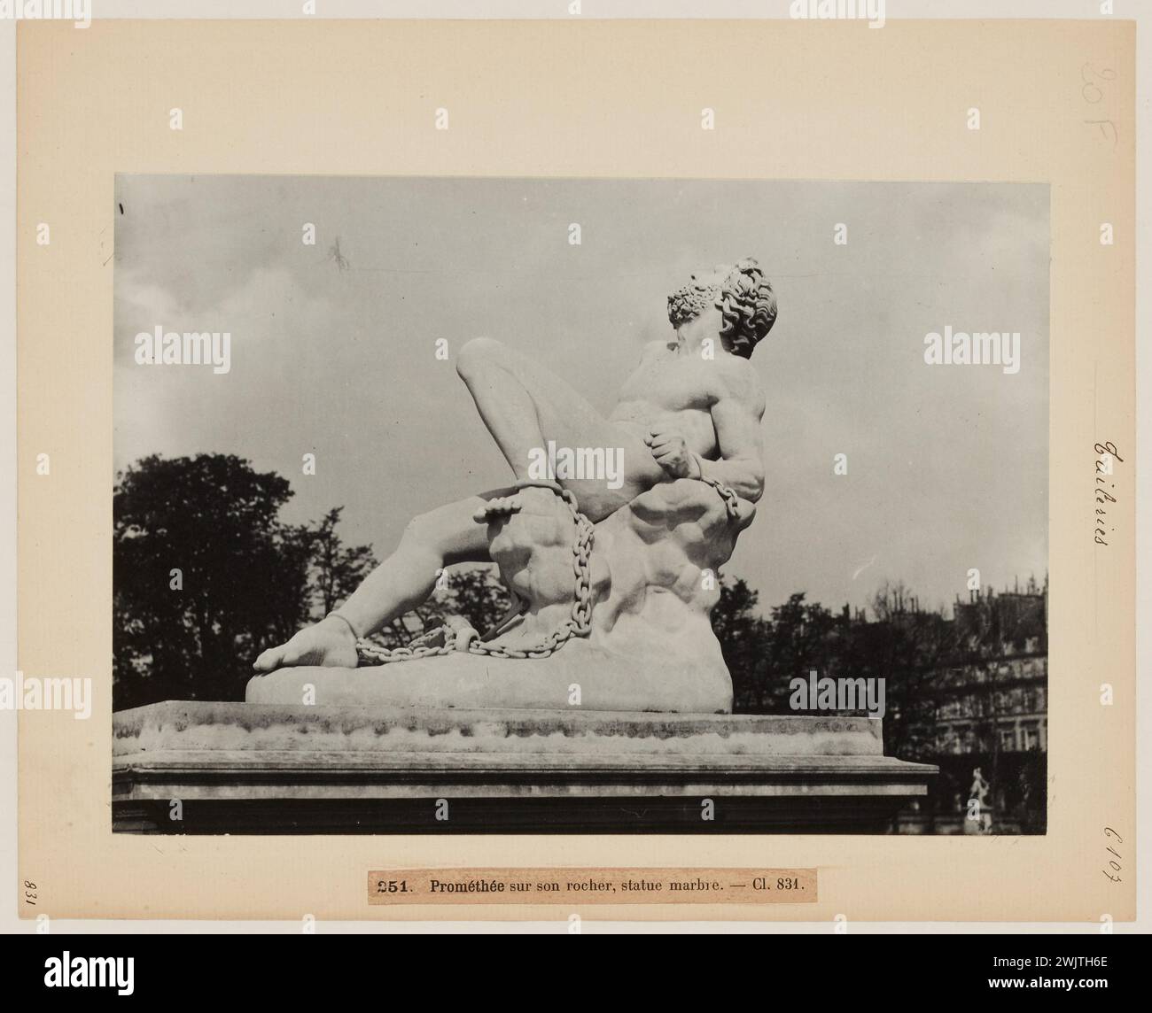 Blancard, Hippolyte (1843 - D.1924), marble statue of Prometheus on his ...