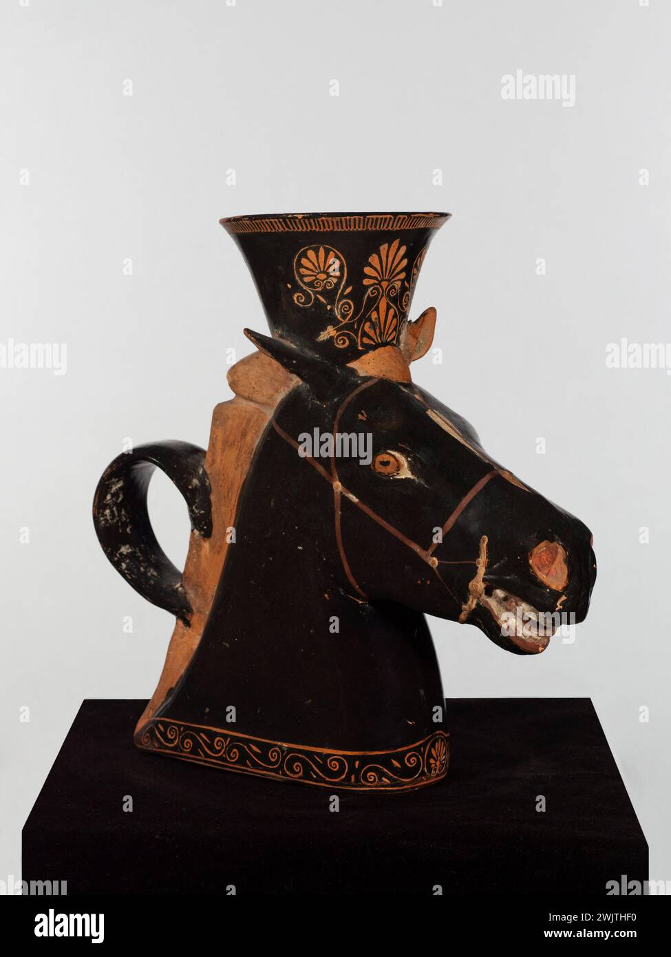 Rhyton in the shape of a horse protoma. Red figures. Athens, 450 BC. AD ...