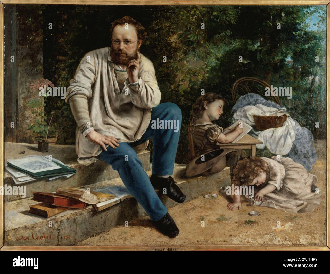 Gustave Courbet (1819-1877). "Portrait of Proudhon and his children ...