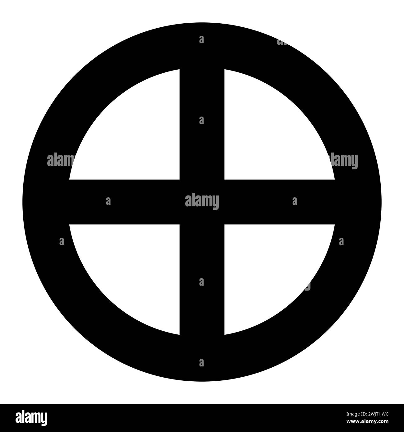 sun cross, black and white vector silhouette illustration of solar ...