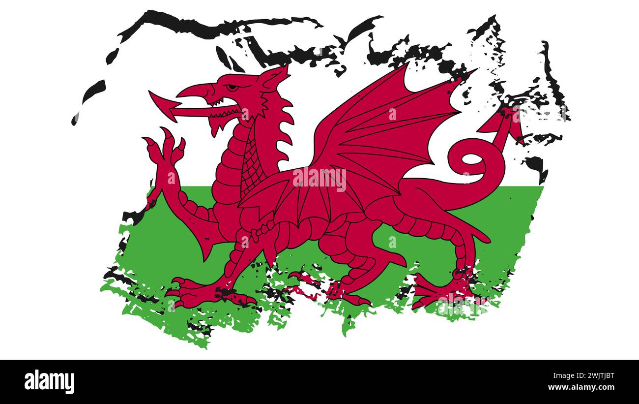 art illustration design concept symbol flag sign nation of wales Stock ...