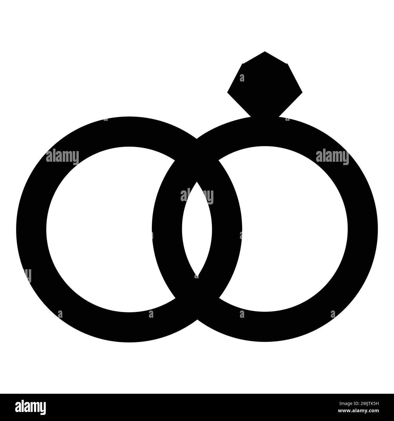 Vector black wedding rings icon on white background. Flat design ...