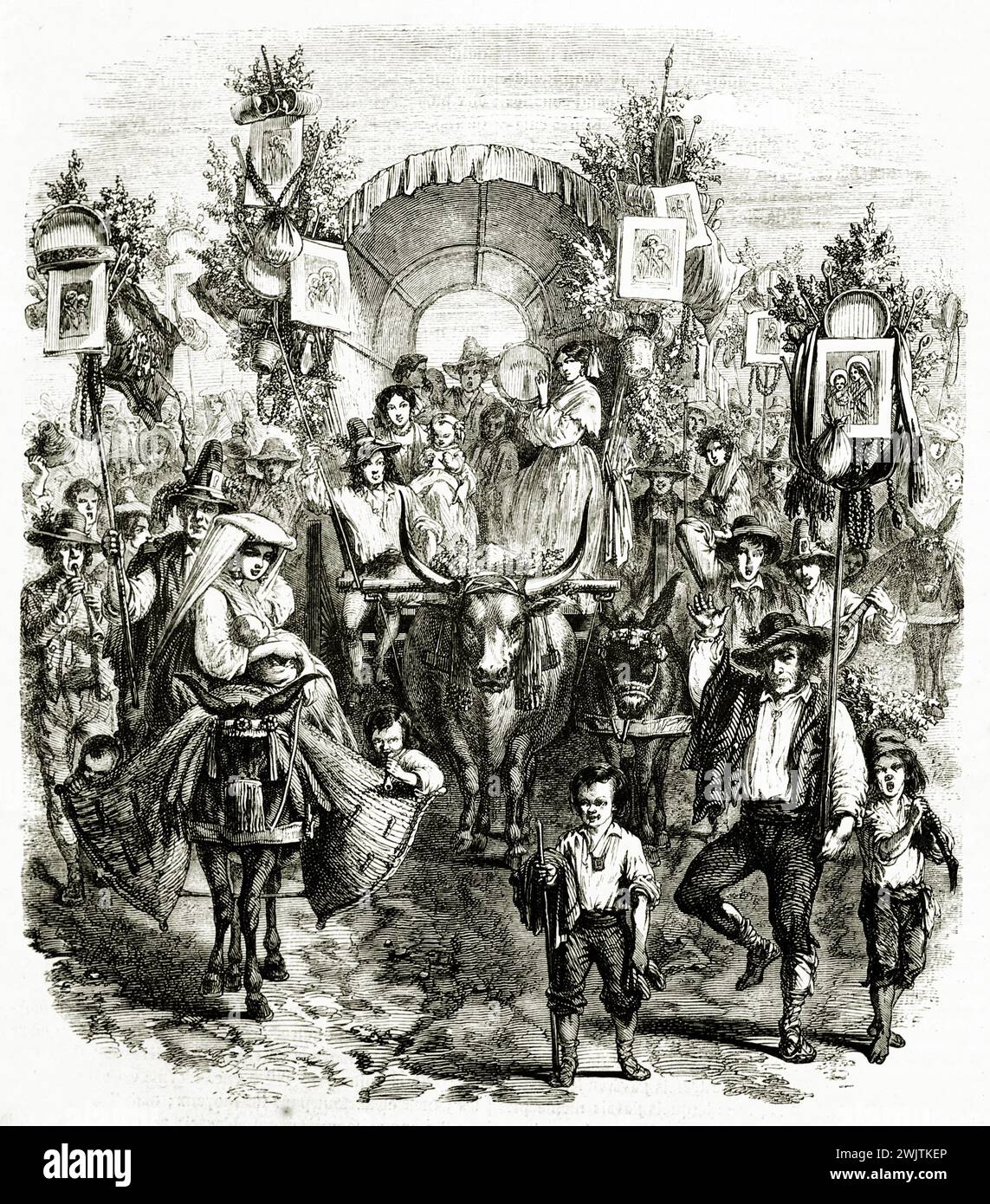 Religious procession honoring Madonna dell’Arco near Naples, richly ...