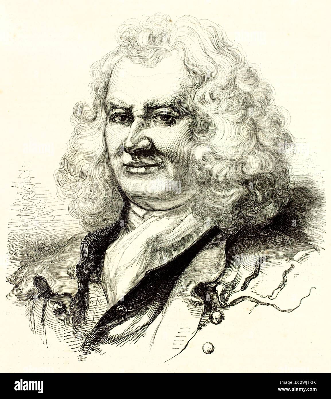 Portrait of Thomas Coram, 1852 engraving from Magazin Pittoresque ...