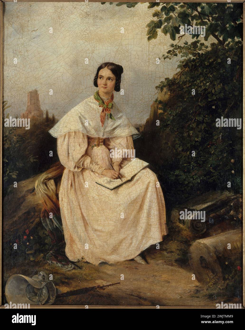 Alexandre Colin (1798-1875). "Héloïse Colin drawing in the Nîmes ...